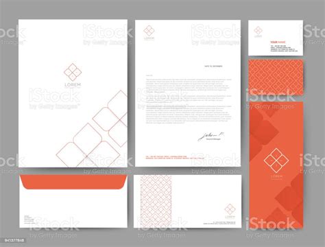 정체성 템플릿 기업 회사 디자인 오렌지 컬러 브랜딩 비즈니스 호텔 리조트 스파 럭셔리 프리미엄 로고 벡터 일러스트 레이 션에 대 한 설정 형판에 대한 스톡 벡터 아트 및