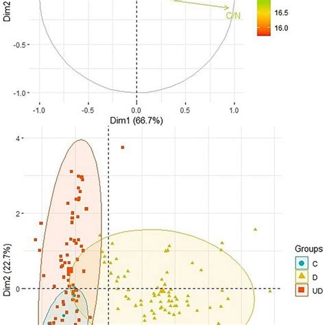 Projection Of Variables On The Plane Of The First And Second Pca