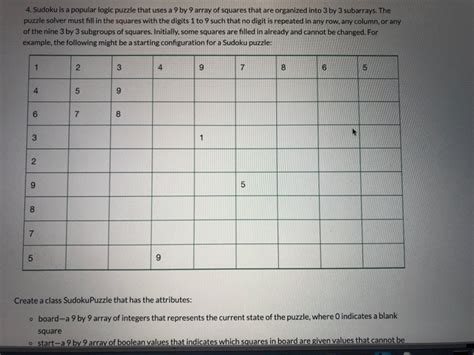 Solved 4 Sudoku Is A Popular Logic Puzzle That Uses A 9 By
