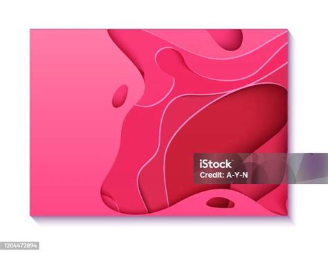 컷 페이퍼 스타일의 추상 수평 핑크 전단지 포스터 브로셔 프리젠 테이션 텍스트 장소와 기업 스타일에 대한 컷 아웃 웨이브 자홍색 템플릿 벡터 아플리케 카드 그림입니다 3차원