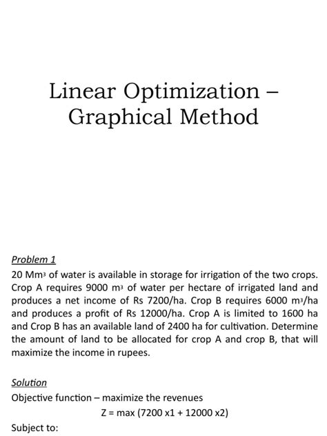Linear Optimization Graphical Method Pdf Mathematical Optimization Systems Analysis