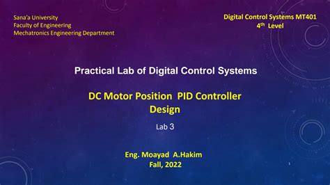 SOLUTION Practical Lab Of Digital Control Systems Dc Motor Position Pid Controller Design