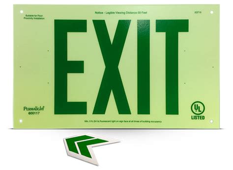 Luminous Unframed Green Exit Sign By SafetySign Com