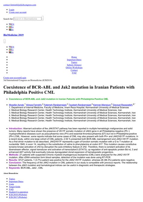 Pdf Coexistence Of Bcr Abl And Jak2 Mutation In Iranian Patients With Philadelphia Positive Cml