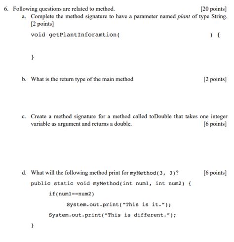 Solved Following Questions Are Related To Method Chegg