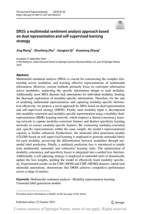 Drss A Multimodal Sentiment Analysis Approach Based On Dual