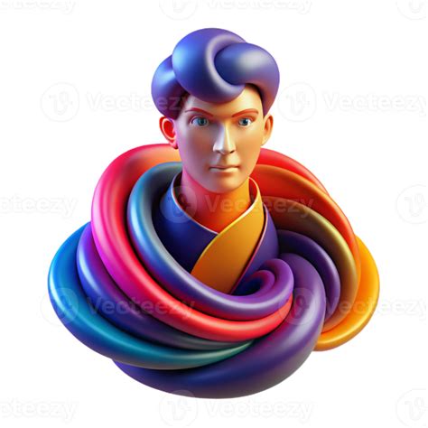 Impressive Classic Portrait Of An Abstract Figure Composed Of Swirling Colors And Geometric