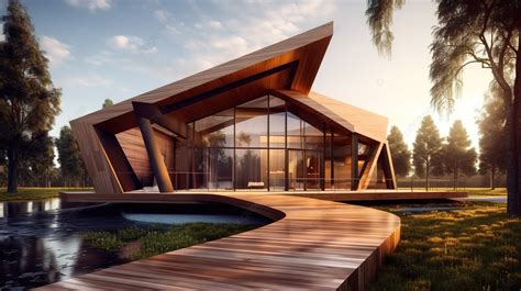 다리 입구 디자인을 특징으로 하는 현대적인 목조 주택의 혁신적인 3d 그림 3d 건물 등각 투영 건물 아이소메트릭 타운 배경 일러스트 및 사진 무료 다운로드 Pngtree