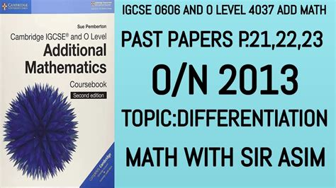 Add Math Igcse 0606 And O Levels 4037 Past Papers P2 O N 2013p 21 22 23