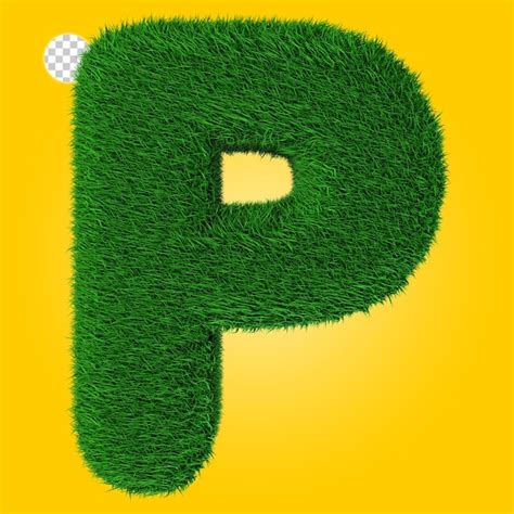 Premium Psd 3d Rendering Of Letter P With Grass Texture