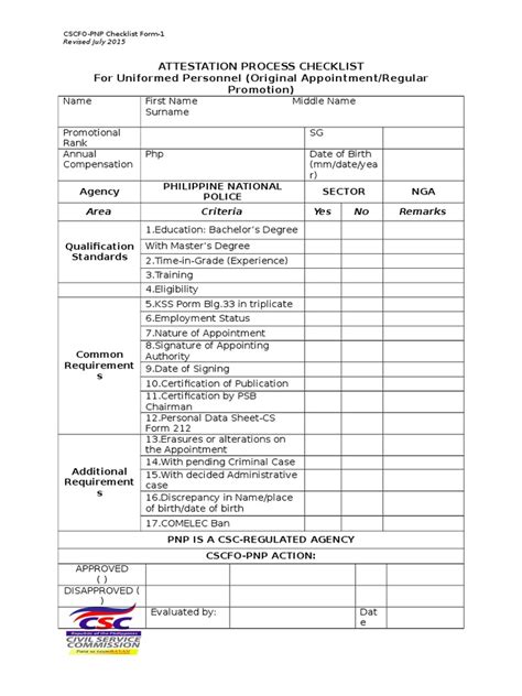 Csc Checklist Pdf Vocational Education Qualifications