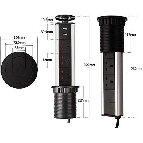 Pull Pop Up Power Sockets For Kitchen Worktops Electrical Plug Socket With USB Charging Ports