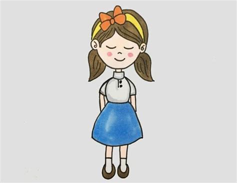 漂亮女孩简笔画全身带颜色 简笔画图片大全 普车都