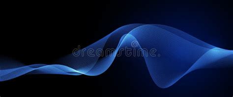 Vector Element Abstract Wave Line Particle Dot Pattern Neon Light On Dark Blue Gradient