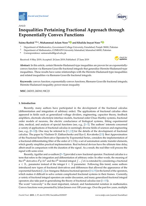 Pdf Inequalities Pertaining Fractional Approach Through Exponentially