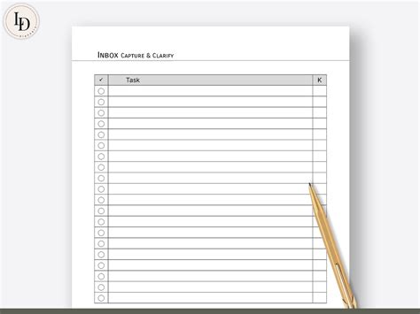 Inbox Capture Clarify GTD Inspired Productivity Planner Etsy