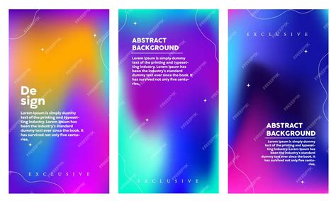 Premium Vector Set Of Abstract Mesh Gradients Cute Gradient Backgrounds Colored Fluid Graphic
