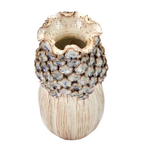 Large Cream White Ceramic Flower Bulb Vase V241l