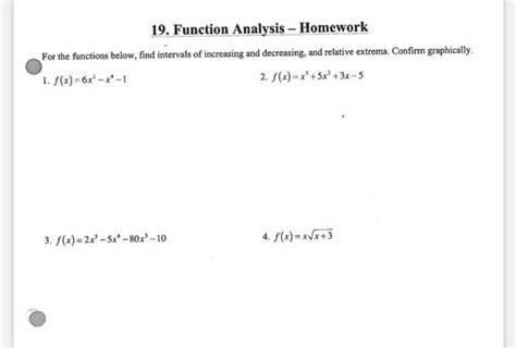 Solved 19 Function Analysis Homework For The Functions