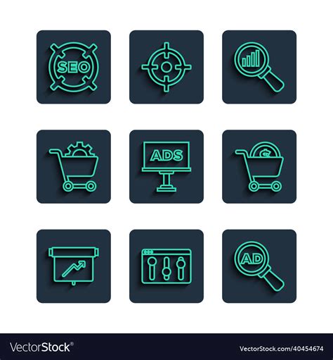 Set Line Board With Graph Chart Browser Setting Vector Image