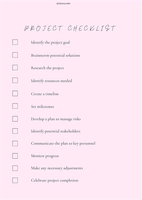 Project Checklist Create A Timeline Plan And Branding