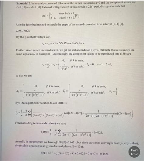 Solved Assume Then That In The Circuit Above The Switch Chegg Com