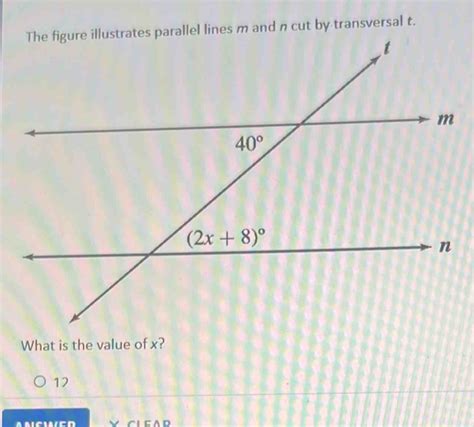 The Figure Illustrates Parallel Lines M And N Cut By Transversal T What Is The Value Of X [math]