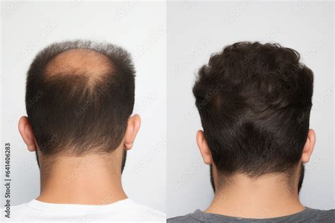Generative Ai Collage Photo Compare Hair Treatment Anti Hair Loss Procedure Before After Image