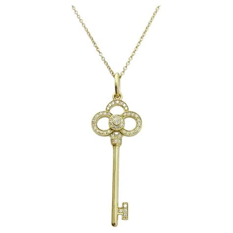 Tiffany And Co Diamond Rose Gold Crown Key Pendant Necklace At 1stdibs