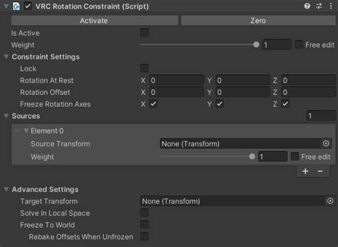 Rotation Constraint Vrchat Creation