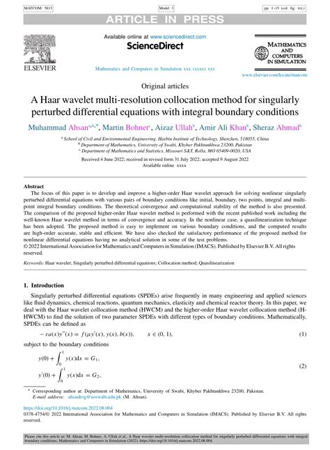 Pdf A Haar Wavelet Multi Resolution Collocation Method For Singularly Perturbed Differential