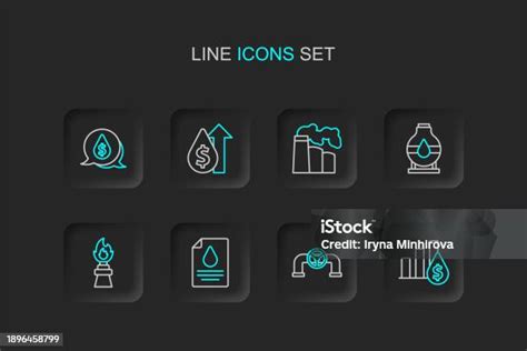 세트 라인 파이 차트와 달러 밸브가 있는 오일 파이프 계약 돈 펜 장비 화재 탱크 저장 가스 산업 공장 가격 인상 및 드롭 기호 아이콘 벡터 0명에 대한 스톡 벡터 아트 및