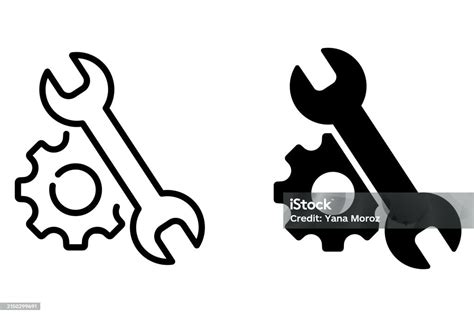 도구 스패너와 톱니바퀴 아이콘을 수정합니다 렌치 및 기어 톱니바퀴 기호 수리 기기 기호 웹 인터페이스 도구 모음 및 메뉴 픽토그램 아이콘에 대한 스톡 벡터 아트 및 기타