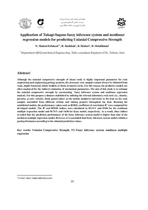 pdf predicting uniaxial compressive strength using fuzzy models