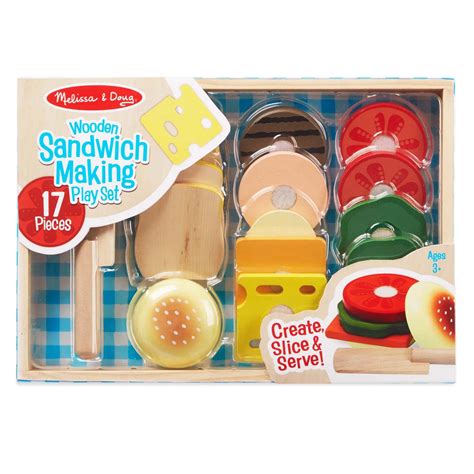 Melissa And Doug 16 Piece Wooden Sandwich Shop Play Set Toysrus