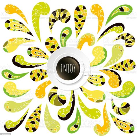 아침 영감과 동기 부여 포스터 템플릿입니다 낙서 추상 인도 패턴 및 커피 한잔입니다 벡터 0명에 대한 스톡 벡터 아트 및 기타 이미지 Istock