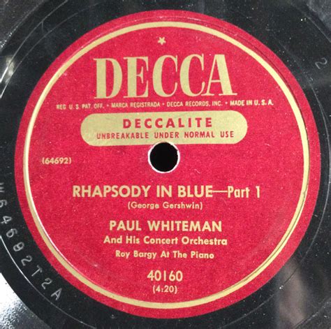 George Gershwin Paul Whiteman And His Concert Orchestra Rhapsody In