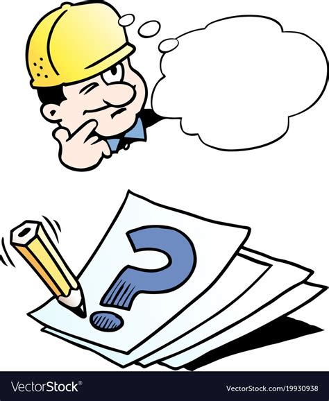 Cartoon Of A Engineer Thinking Solution Royalty Free Vector
