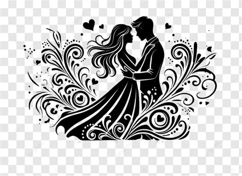 로맨스와 우아함의 순간을 포착하는 생기 넘치는 꽃 배경을 배경으로 우아하게 춤추는 커플의 실루엣 커플 댄스 실루엣 커플 Png 일러스트 및 이미지 에 대한 무료