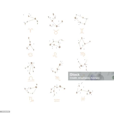 손으로 그린 벡터 추상 스톡 그래픽 간단한 점성술 천체 일러스트 별자리 컬렉션은 조디악 기호의 현대 예술 현대 인쇄 템플릿 기호세트 0명에 대한 스톡 벡터 아트 및 기타