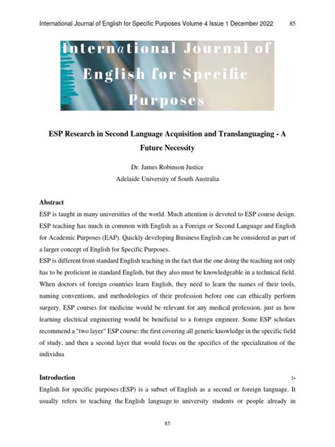 Esp Research In Second Language Acquisition And Translanguaging Pdf Multilingualism