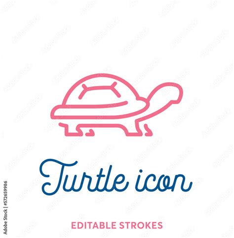 Pink Turtle Line Icon Minimal Animal Icon Set Cute Pet Turtle Shell