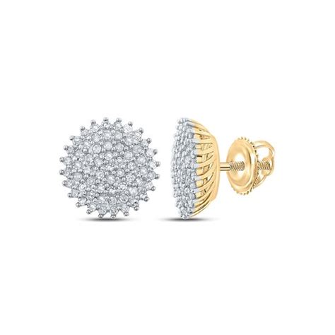 10kt Yellow Gold Womens Round Diamond Cluster Earrings 38 Cttw Ebay