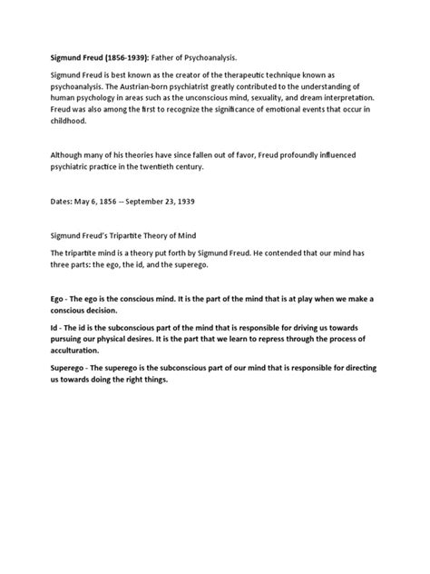 Sigmund Freud Psychoanalysis Pdf Id Unconscious Mind