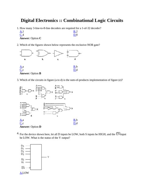 Combinational Logic Circuits Pdf Logic Gate Electronics