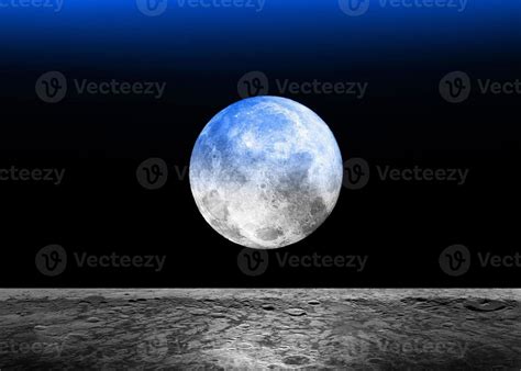 Superficie Lunar Plana Reflejos Azules De La Tierra A La Luna Luna Y