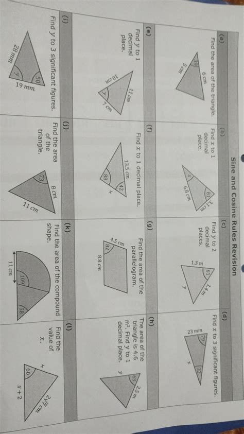 Sine And Cosine Rules Revision D Find X To 3 Significant Figures 79 A