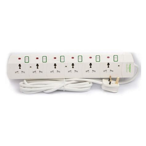 Terminator 6 Way Universal Power Extension Socket 13a 5m Cable Canvas General Trading L L C
