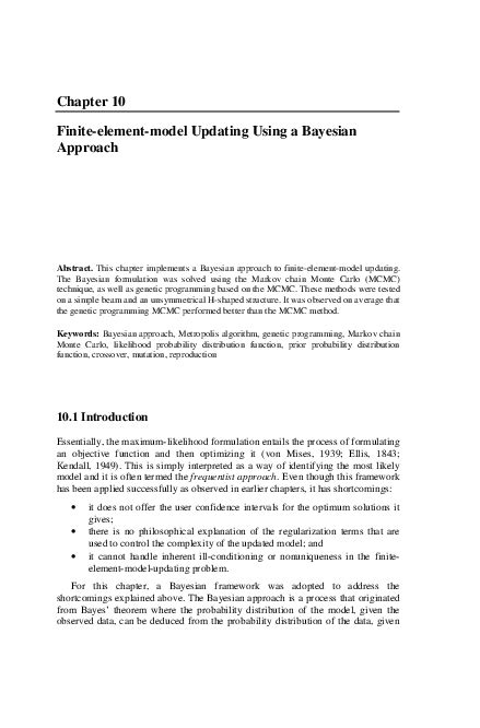 pdf finite element model updating using a bayesian approach