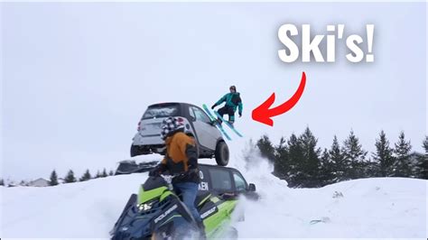 Jumping Smart Cars With Skis Youtube